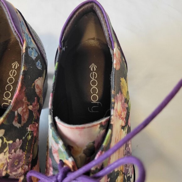 Socofy | Shoes | Socofy Bohemia Artsy Leather Mixed Pattern Chunky ...
